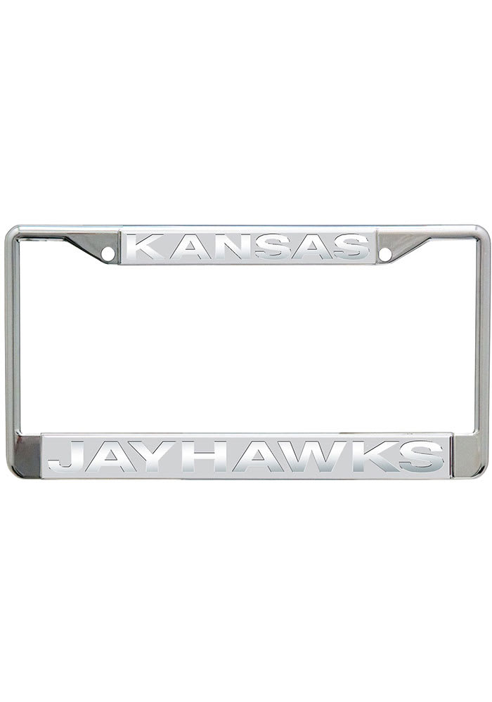 Kansas Jayhawks License Plate Frame - Kansas Jayhawks SILVER Frosted ...