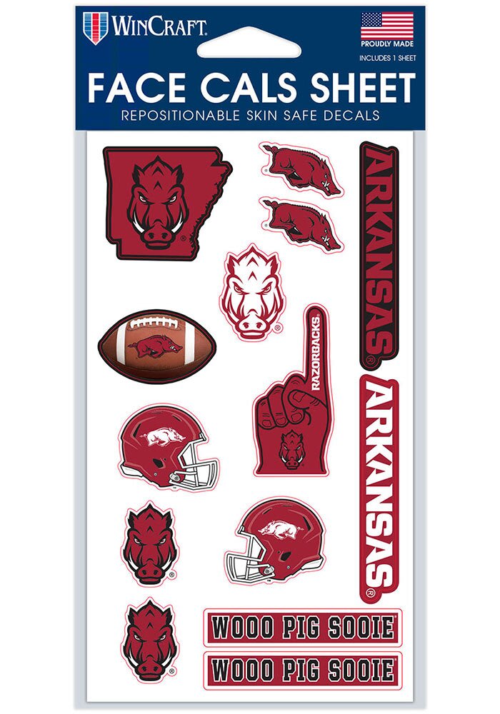 Arkansas Razorbacks Red 4x7 Face Tattoo - 5719311