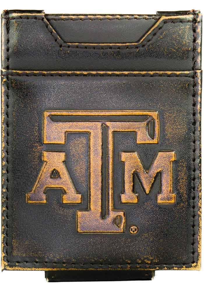 Texas A&M Aggies BROWN Leather Debossed Mens Front Pocket Wallet ...