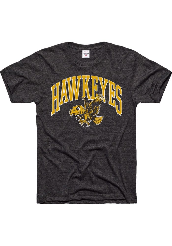 Charlie Hustle Iowa Hawkeyes BLACK Arch Script Mascot Short Sleeve ...