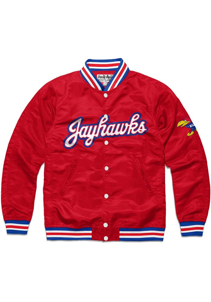 Charlie Hustle Kansas Jayhawks Mens Red Varsity Light Weight Jacket - 57340422