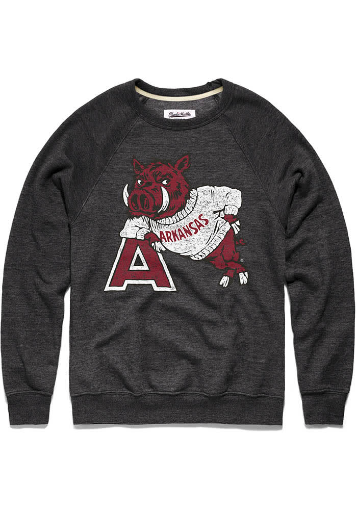 Charlie Hustle Arkansas Razorbacks Mens BLACK Leaning Hog Crew ...