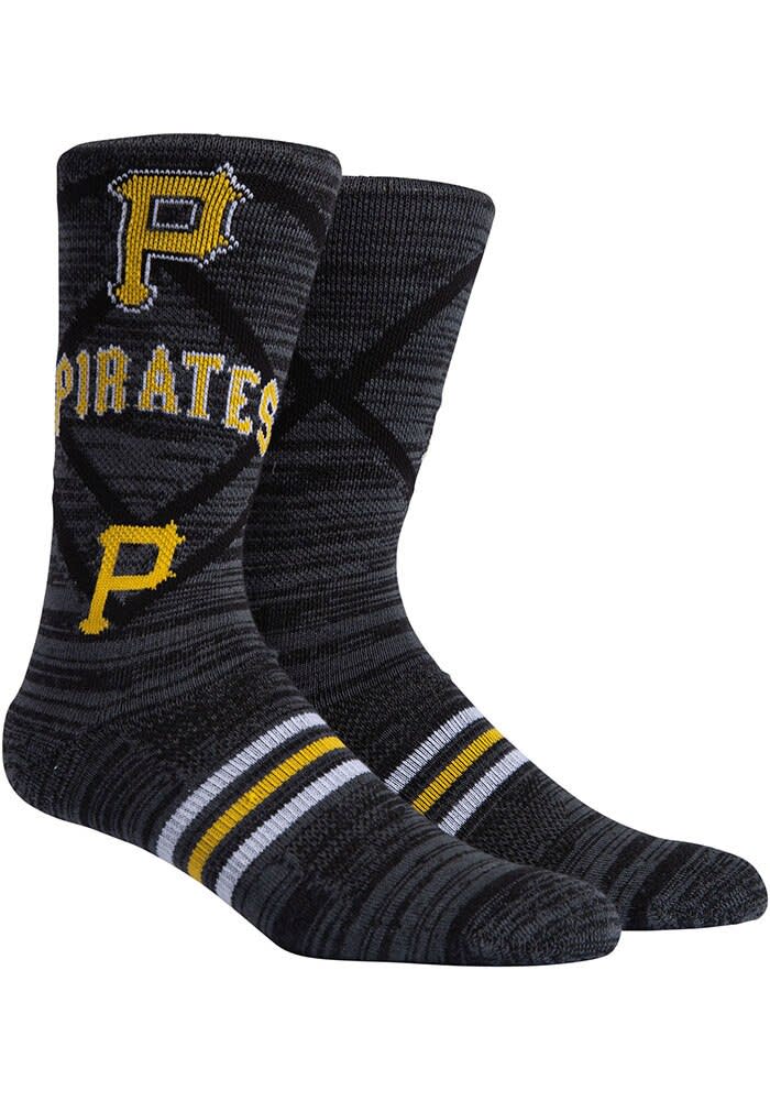Pittsburgh Pirates Stacked Mens Crew Socks - BLACK
