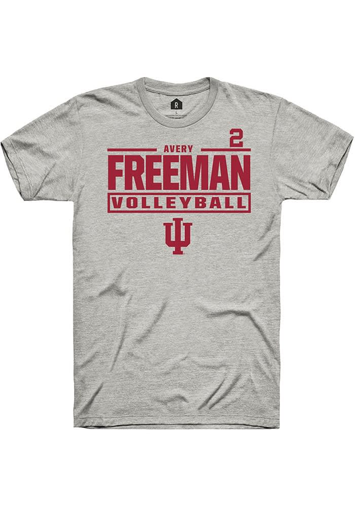Avery Freeman Mens ASH Indiana Hoosiers NIL Stacked Box Player T Shirt ...