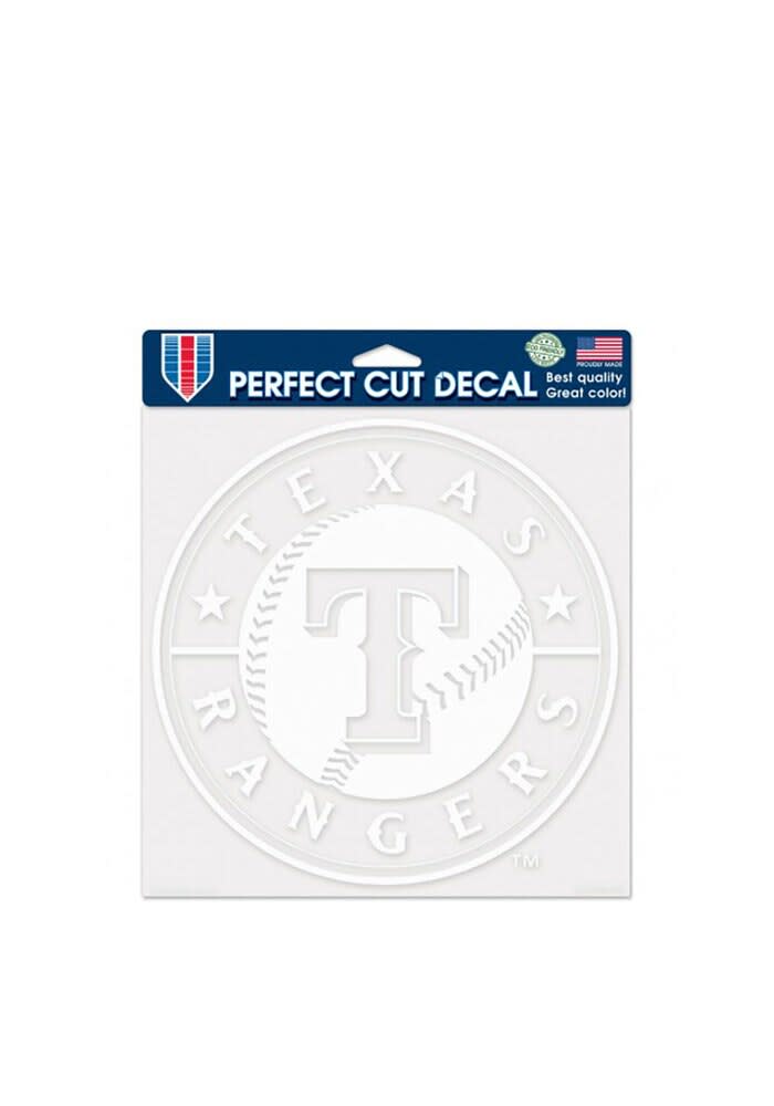Texas Rangers White 8x8 Perfect Cut white Auto Decal - 575575