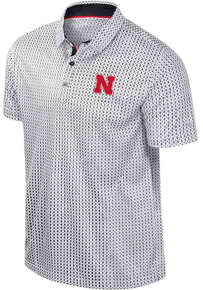 Colosseum Nebraska Cornhuskers Mens Reynolds BLACK Short Sleeve Polo ...