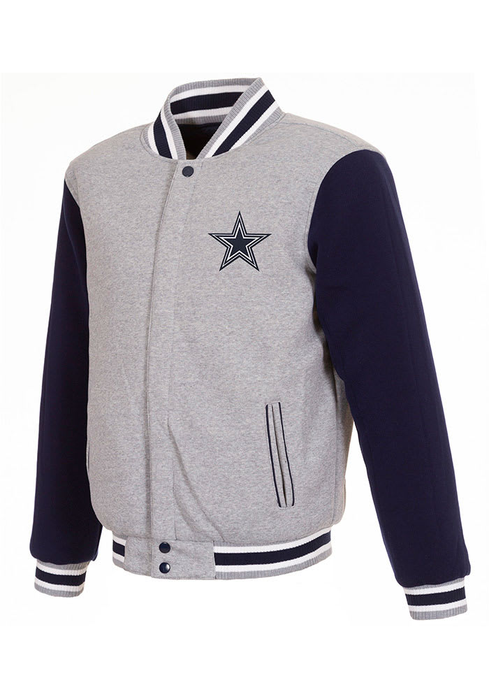 Dallas Cowboys Mens Reversible Fleece GREY Medium Weight Jacket - 5850305