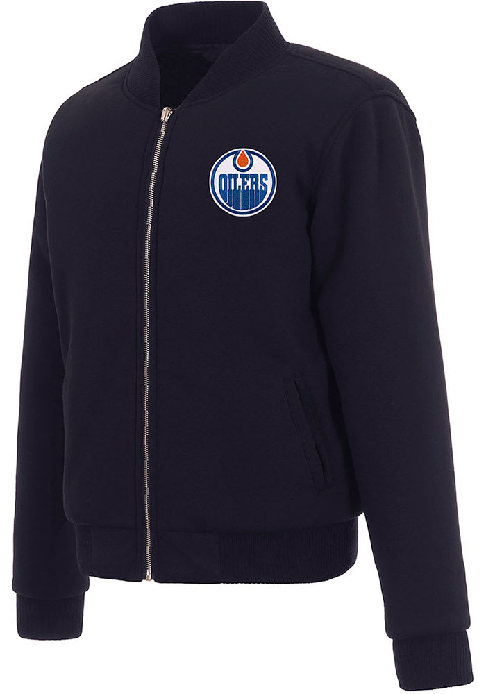 Edmonton Oilers Womens NAVY Reversible Fleece Zip Up Jacket