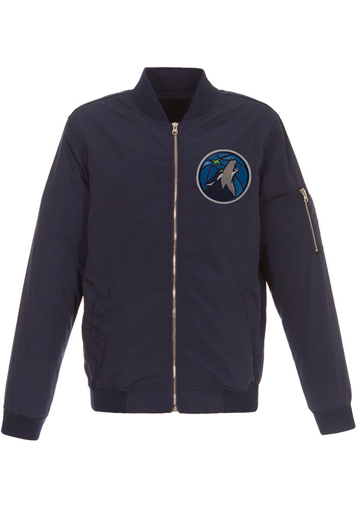 Minnesota Timberwolves Mens Nylon Bomber NAVY Light Weight Jacket