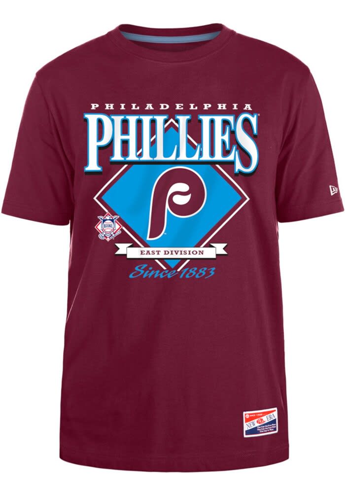 New Era Philadelphia Phillies MAROON THROWBACK Short Sleeve T Shirt