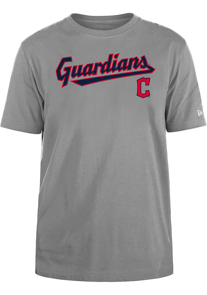 New Era Cleveland Guardians GREY Script Wordmark Short Sleeve T Shirt ...