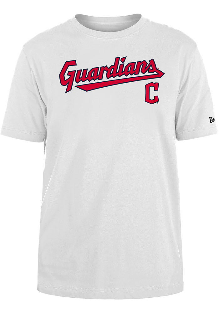 New Era Cleveland Guardians White Script Wordmark Short Sleeve T Shirt ...
