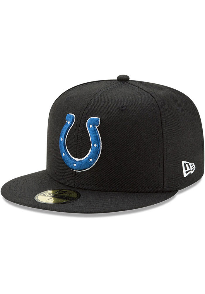 Indianapolis Colts Mens Basic 59FIFTY Iconic BLACK New Era Fitted Hat ...