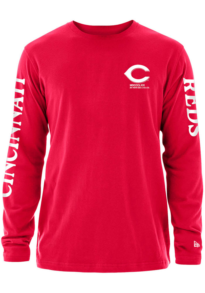 New Era Cincinnati Reds ENERGY BRUSHED COTTON Long Sleeve T Shirt Red ...