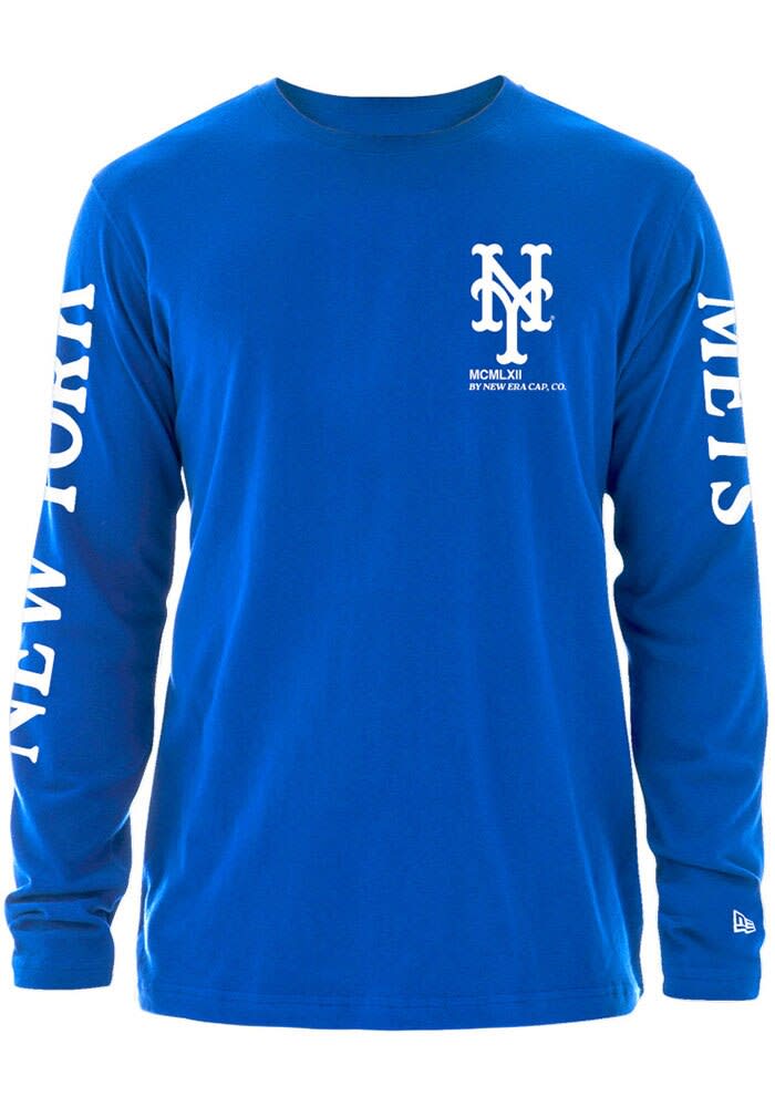 New Era New York Mets ENERGY BRUSHED COTTON Long Sleeve T Shirt ROYAL ...