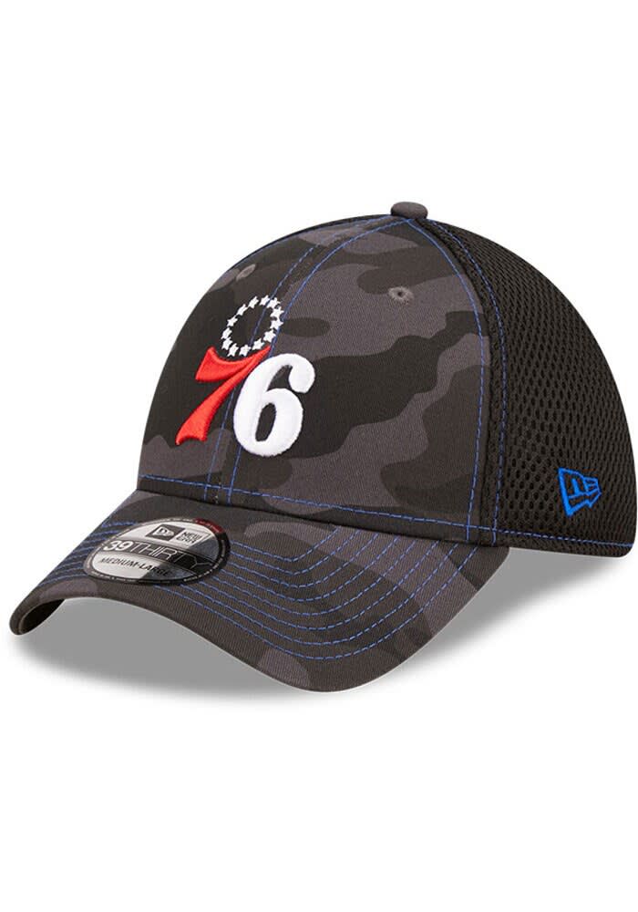 Philadelphia 76ers Mens Camo 39THIRTY BLACK New Era Flex Hat - 59012135