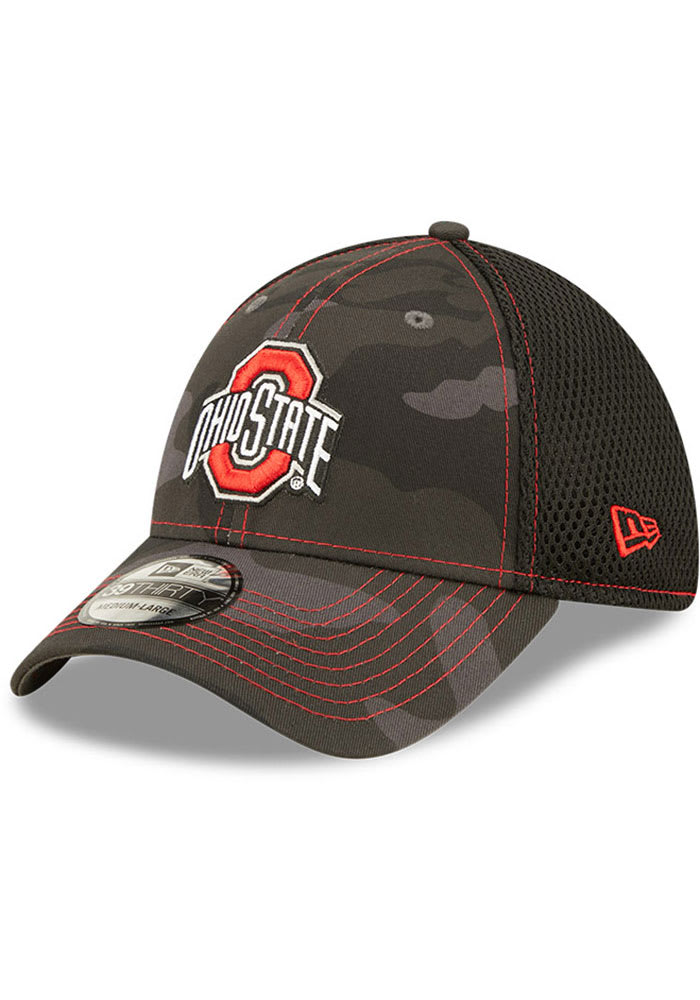 Ohio State Buckeyes Mens Camo 39THIRTY BLACK New Era Flex Hat - 59012203