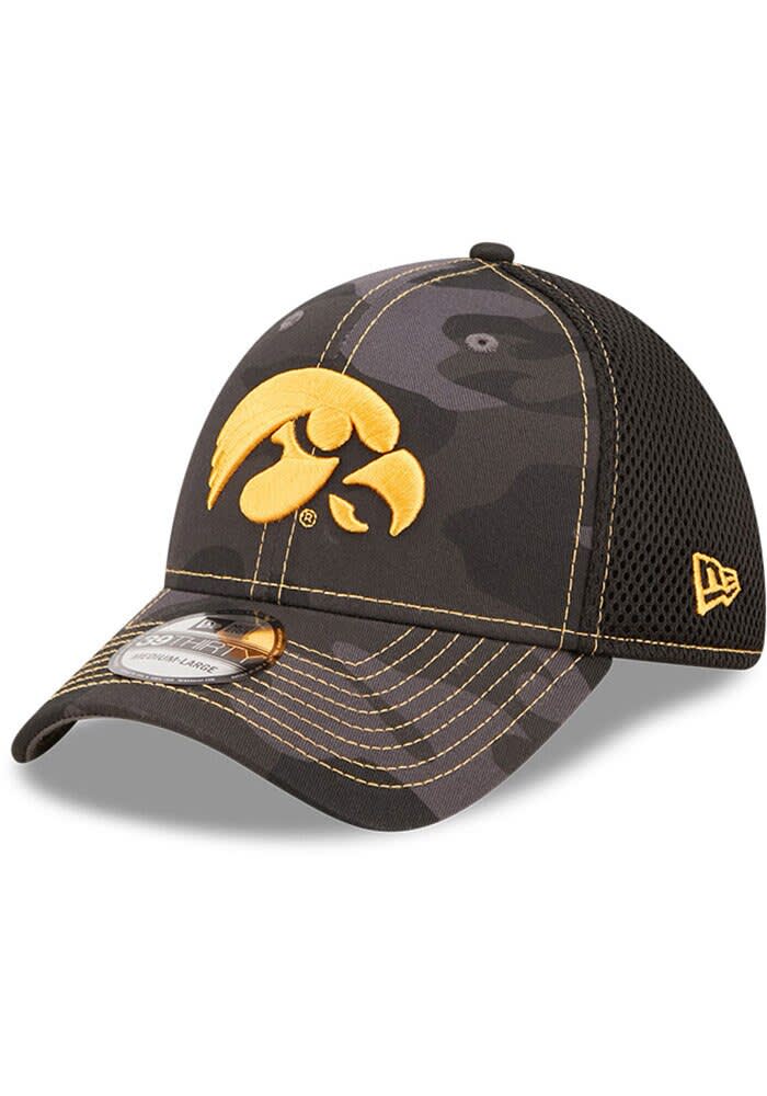 Iowa Hawkeyes Mens Camo 39THIRTY Design BLACK New Era Flex Hat - 59012355