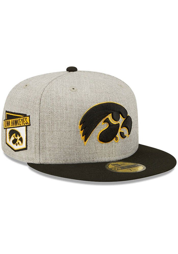 Iowa Hawkeyes Mens Heather Patch 59FIFTY GREY New Era Fitted Hat - 59012644
