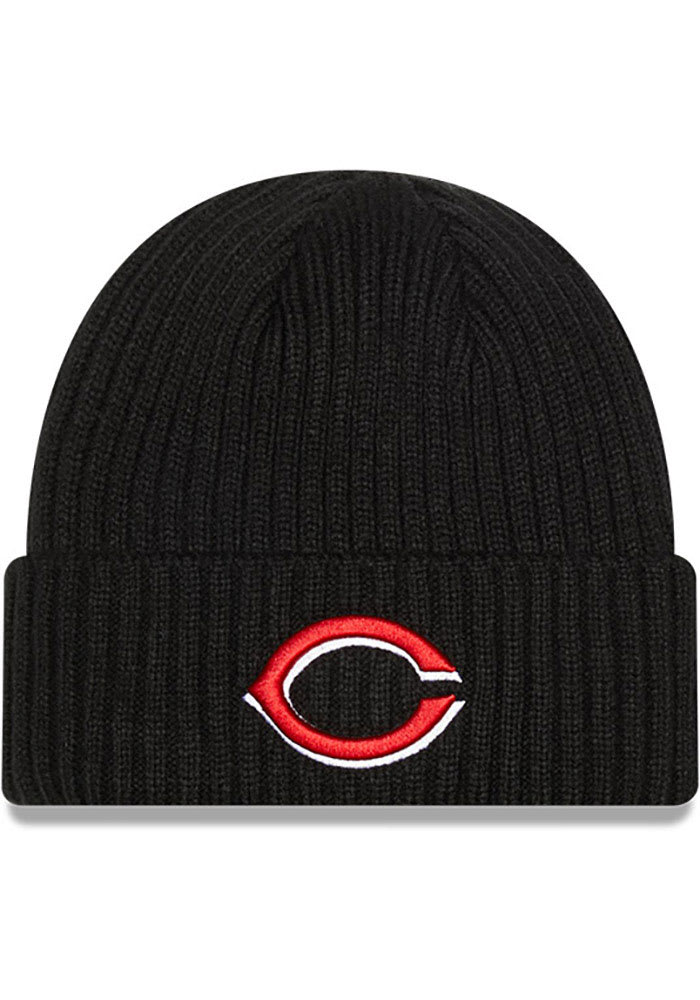 New Era Cincinnati Reds Jr Core Classic Cuff Baby Knit Hat - BLACK