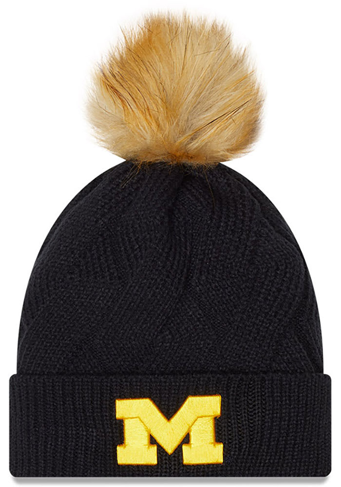 Michigan Wolverines New Era Womens BLUE Snowy Knit Hat - 59014114