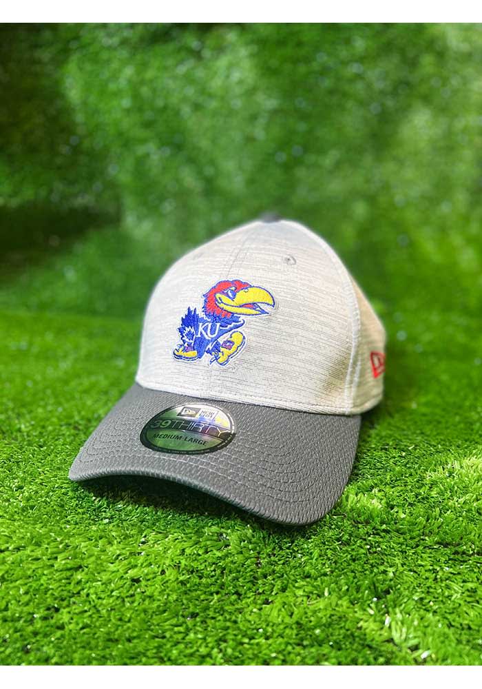 Kansas Jayhawks Mens 2T Distinct Visor 39THIRTY GREY New Era Flex Hat ...