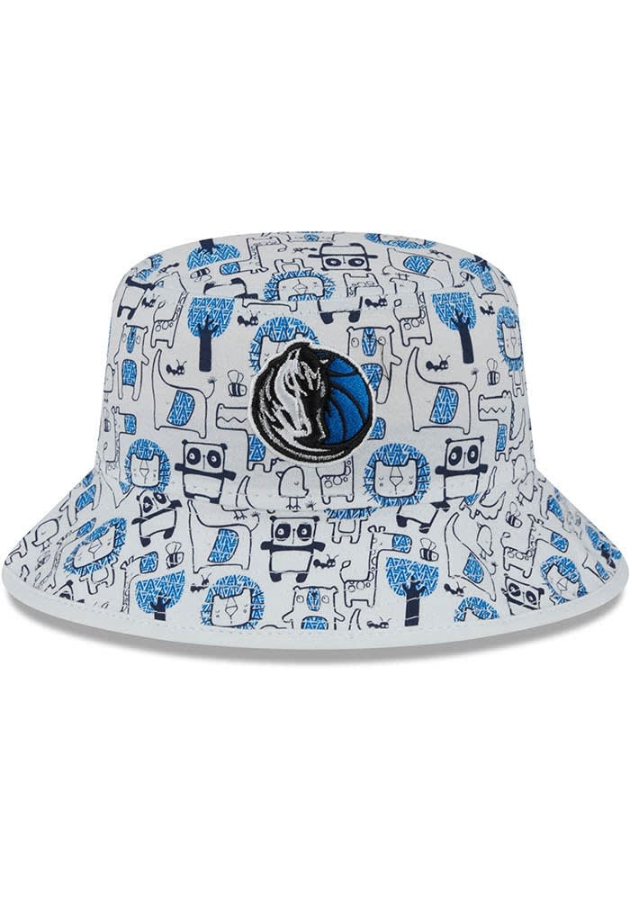 Dallas Mavericks Zoo WHITE New Era Youth Bucket Hat