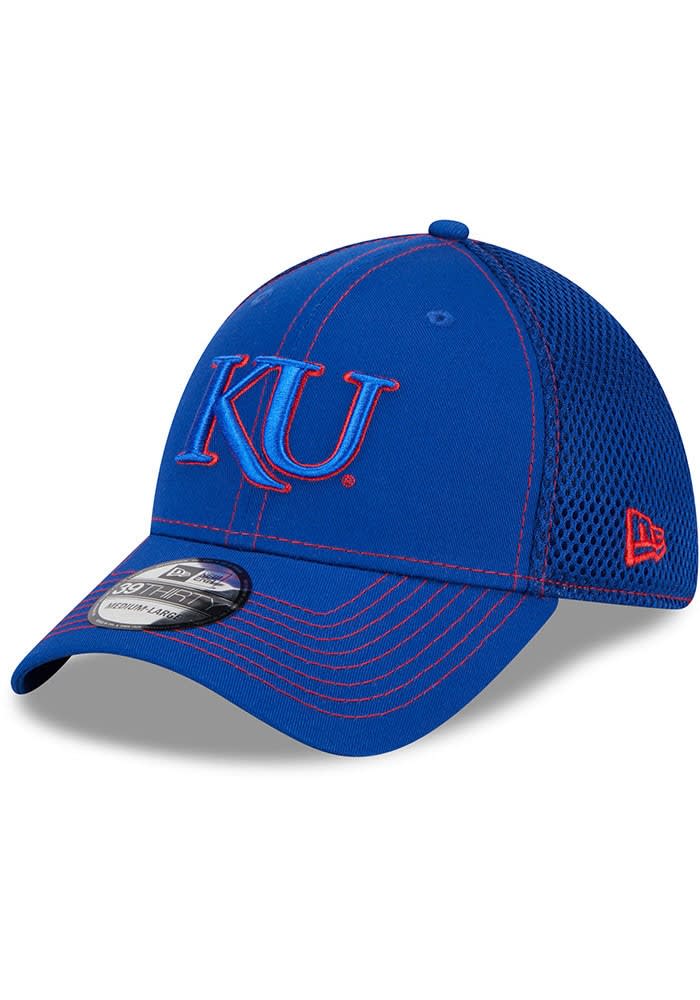 Kansas Jayhawks Mens Pop Team Neo 39THIRTY BLUE New Era Flex Hat - 59016229