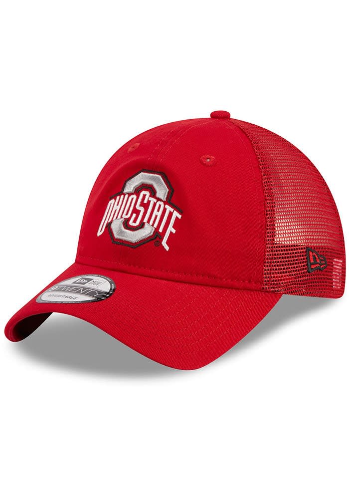 New Era Ohio State Buckeyes Red Distinct Trucker 9TWENTY Adjustable Hat ...