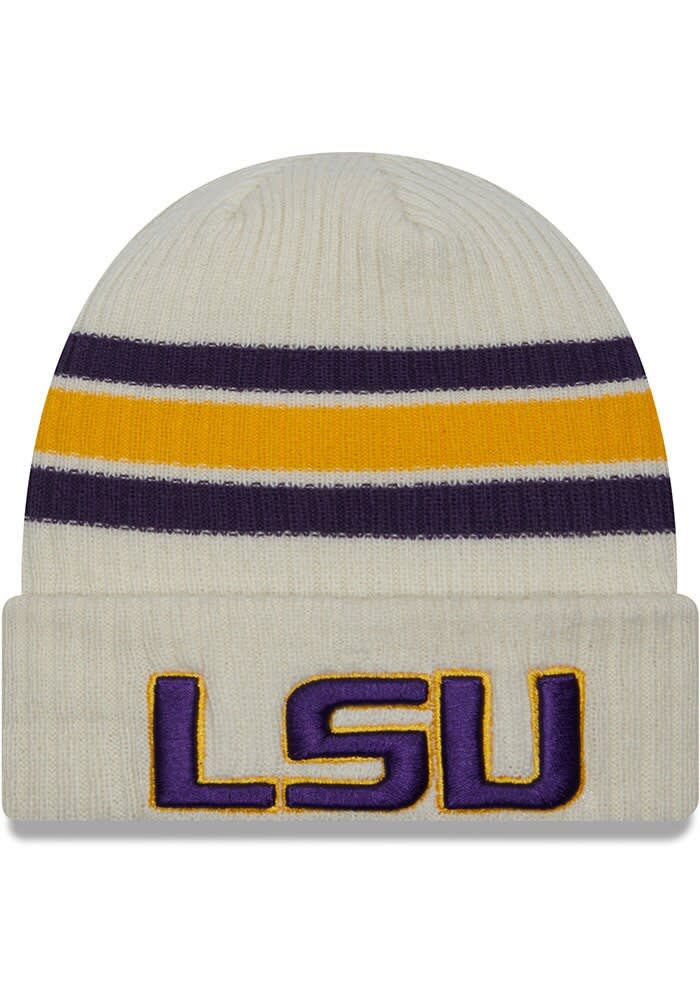 LSU Tigers New Era WHITE Vintage Cuff Knit Hat
