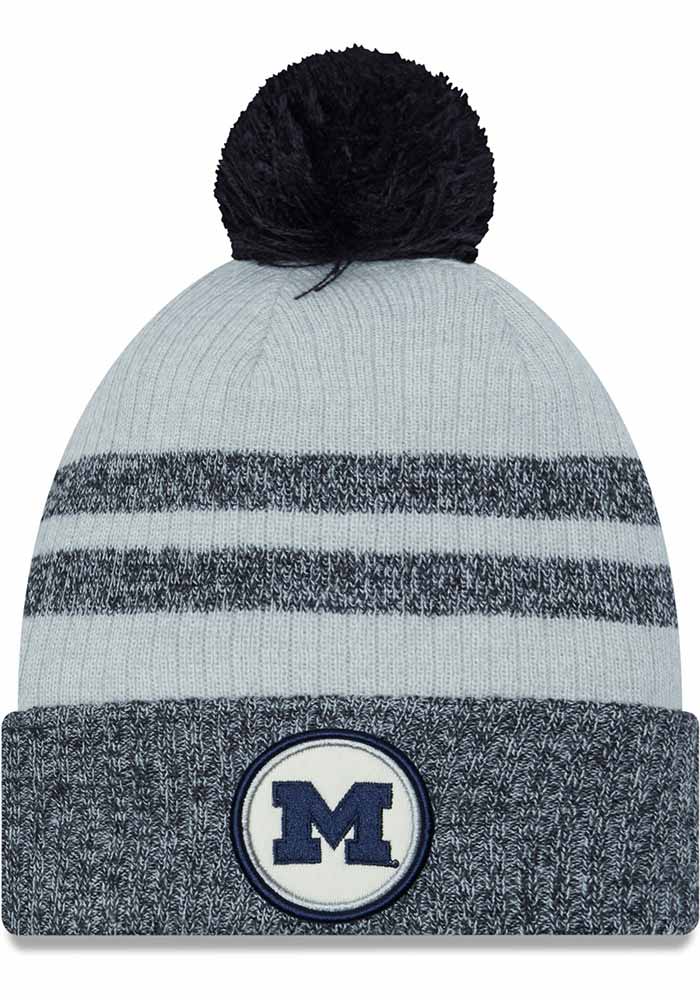 Michigan Wolverines New Era MAIZE Patch Cuff Pom Knit Hat - 59020179