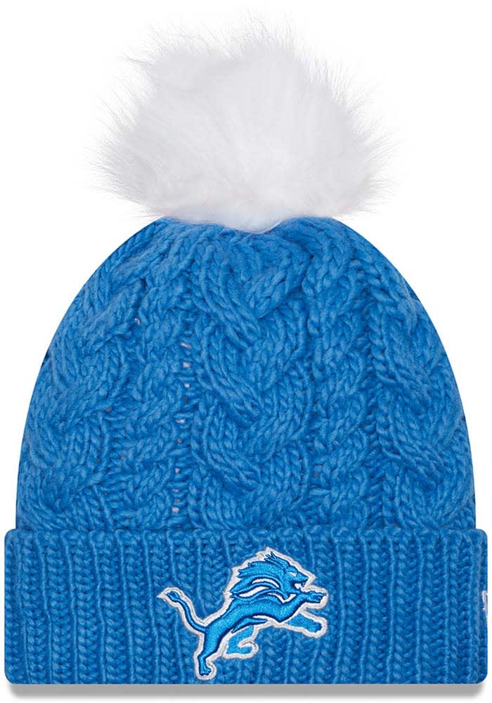 Detroit Lions New Era Womens BLUE Pom Cuff Knit Hat - 59020459