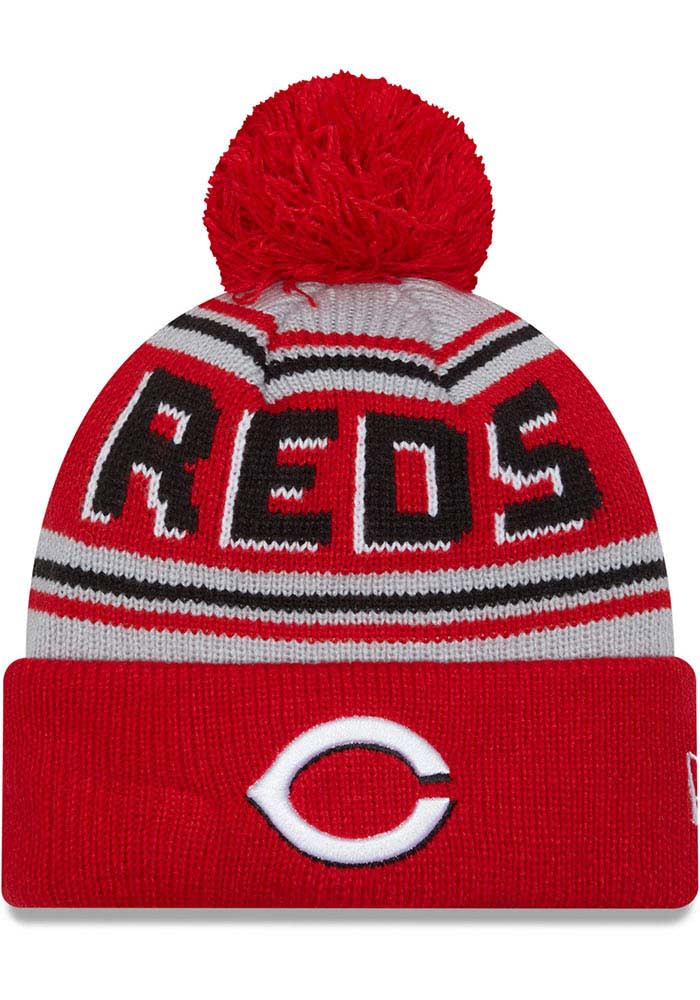 Cincinnati Reds New Era GREY Evergreen Wordmark Pom Knit Hat - 59022327
