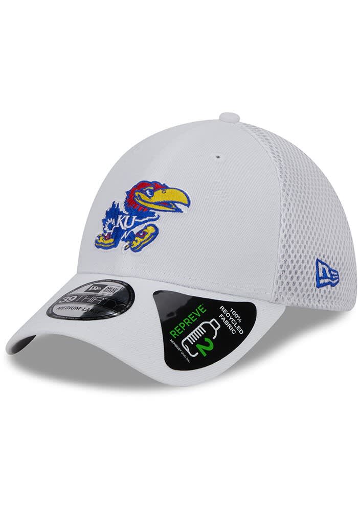 Kansas Jayhawks Mens Game Day Recycled 39THIRTY WHITE New Era Flex Hat ...