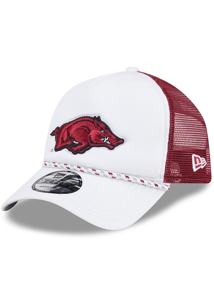 New Era Arkansas Razorbacks WHITE Court Sport Foam Rope Trucker ...