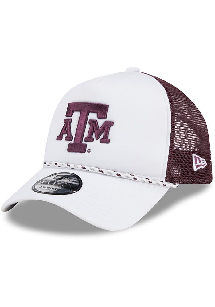 New Era Texas A&M Aggies WHITE Court Sport Foam Rope Trucker Adjustable ...