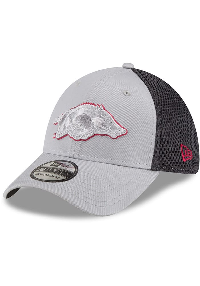 Arkansas Razorbacks Mens Graphite and Grey Tonal Logo 39THIRTY GRAPHITE ...
