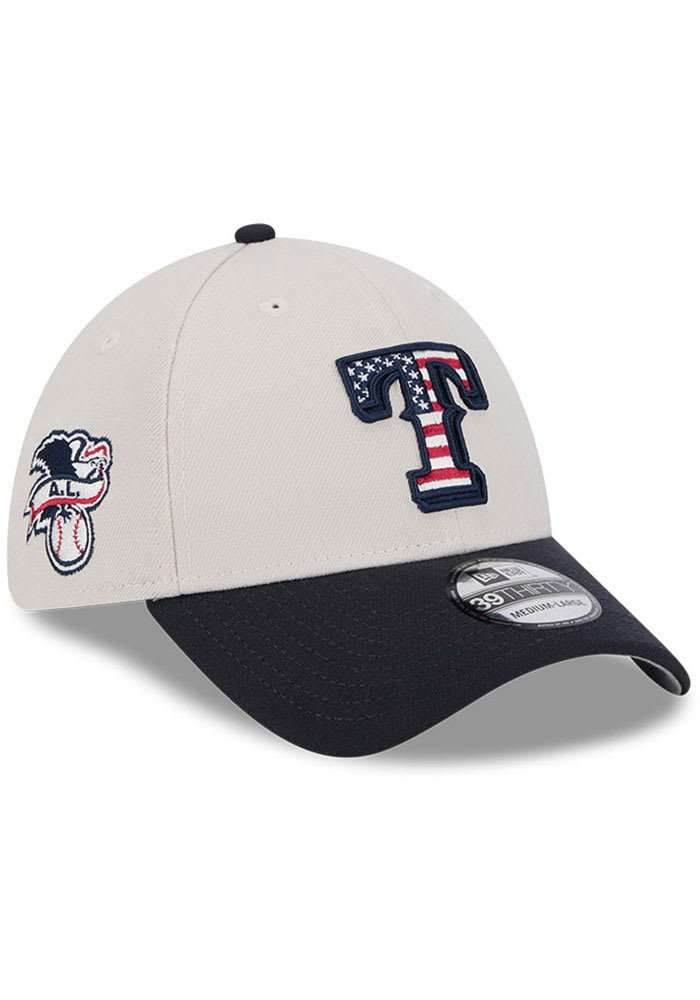 Texas Rangers Mens 2024 4th of July 39THIRTY CREAM New Era Flex Hat ...