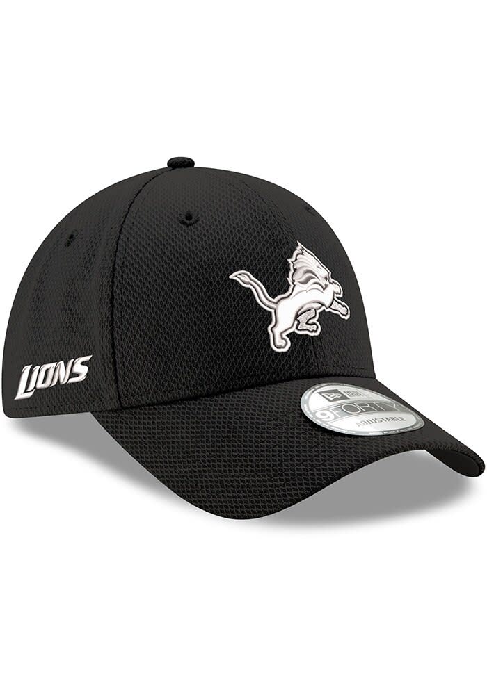 New Era Detroit Lions BLACK White Logo Strech Snap 9FORTY Adjustable ...