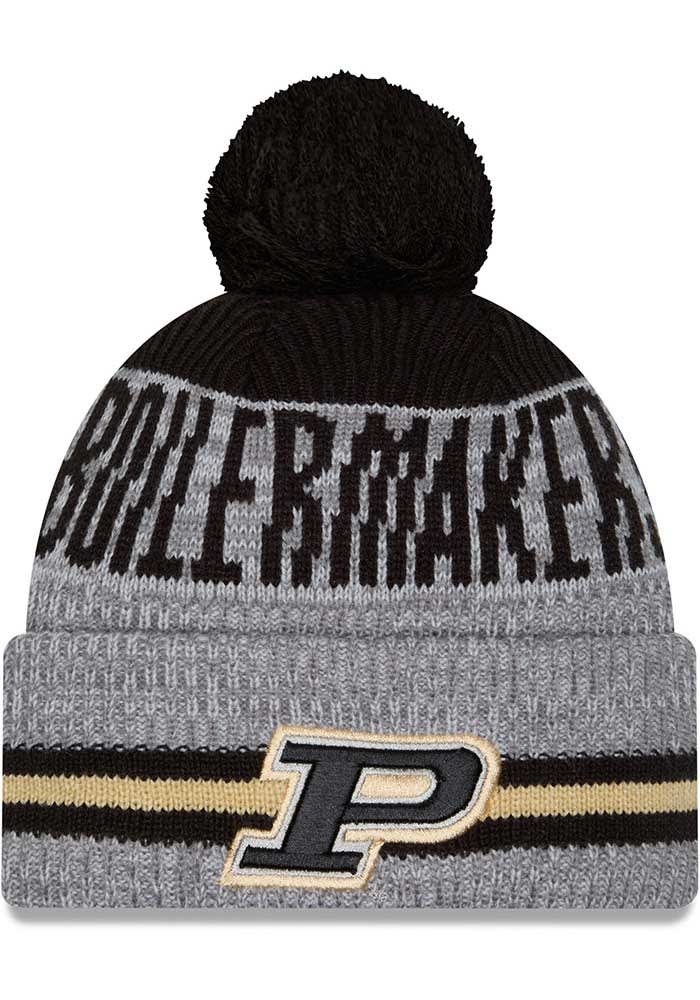 Purdue Boilermakers New Era GREY Runner Cuff Pom Knit Hat - 59027809