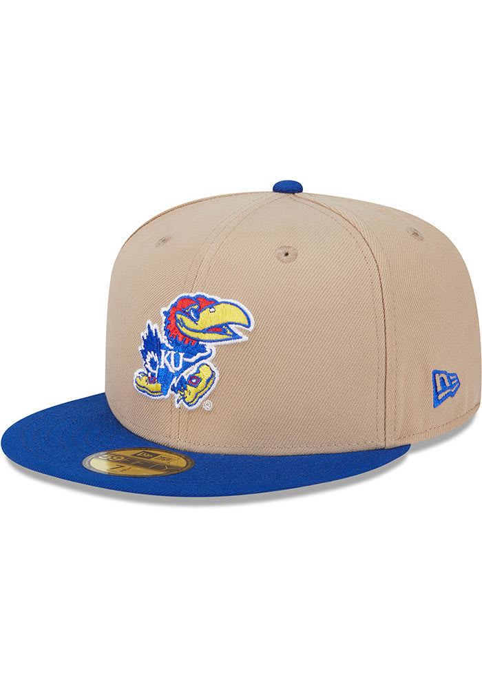 Kansas Jayhawks Mens 2T Evergreen 59FIFTY TAN New Era Fitted Hat - 59027862