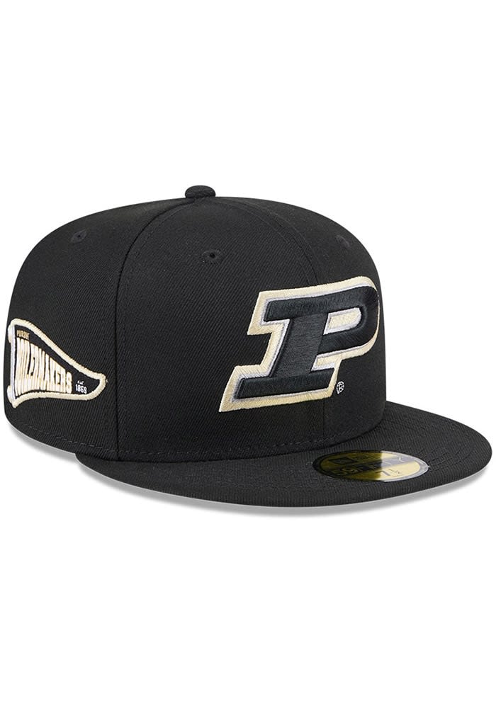 Purdue Boilermakers Mens Pennant 59FIFTY BLACK New Era Fitted Hat ...