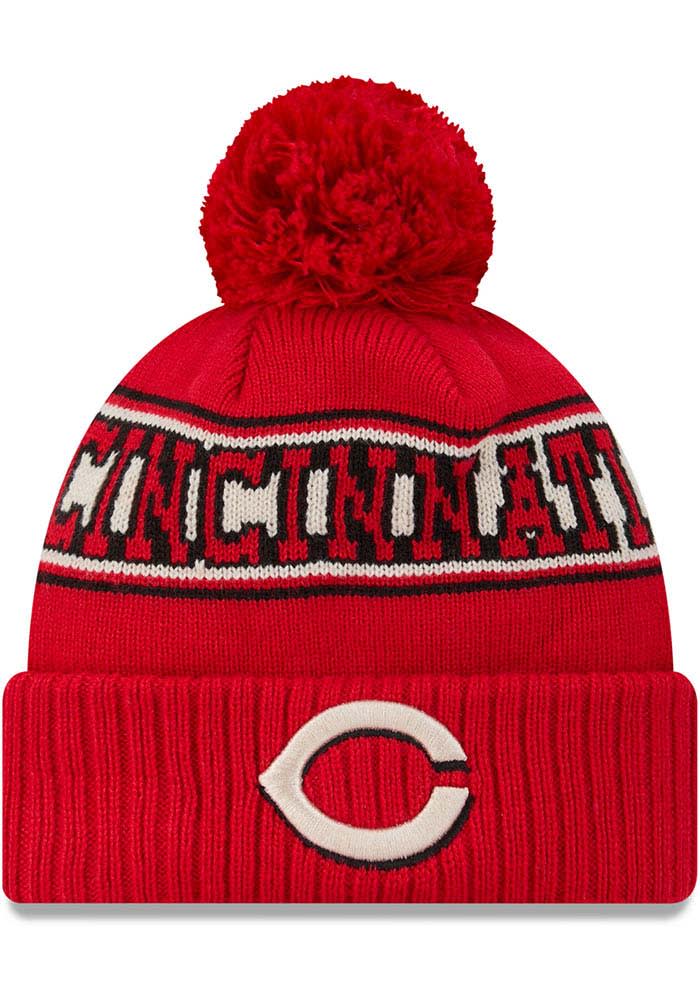 Cincinnati Reds New Era Red Retro Cuff Pom Knit Hat - 59030173