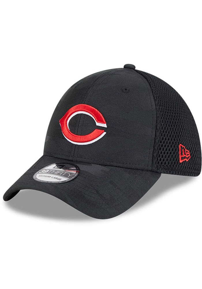 Cincinnati Reds Mens Tonal Camo 39THIRTY BLACK New Era Flex Hat - 59033249
