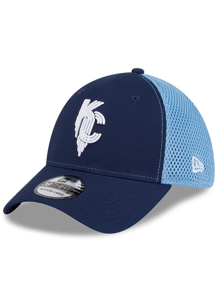 Kansas City Royals Mens Evergreen 2T Neo 39THIRTY NAVY New Era Flex Hat ...