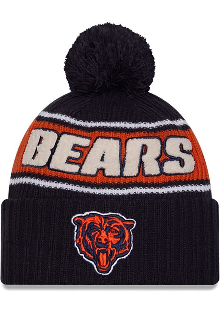 Chicago Bears New Era NAVY 2024 Sideline Bearhead Sport Cuff Knit Hat ...