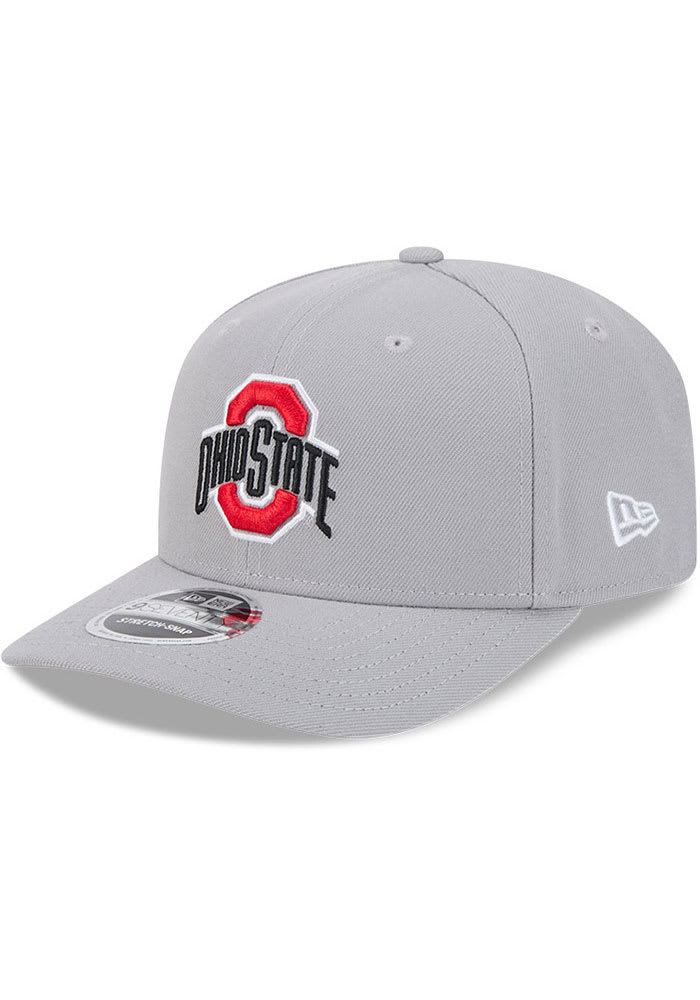 New Era GREY Ohio State Buckeyes Stretch Snap 9SEVENTY Adjustable Hat ...