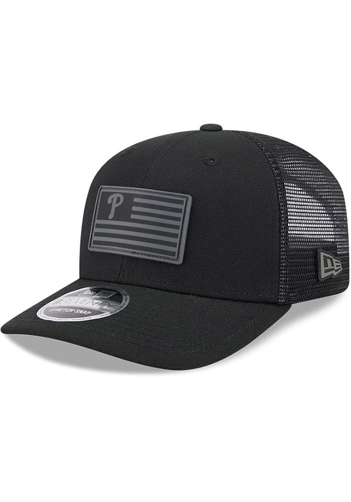 New Era Philadelphia Phillies BLACK Flag Trucker 9SEVENTY Adjustable ...