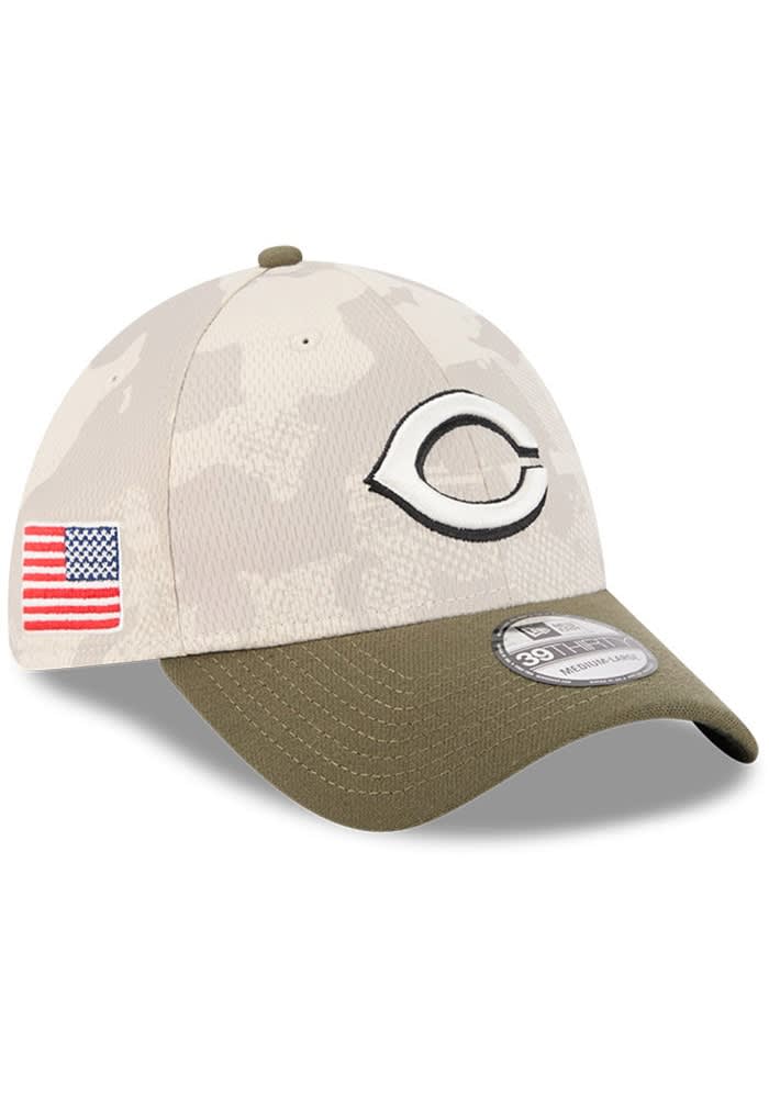 Cincinnati Reds Mens MLB25 AFD 3930 TAN New Era Flex Hat - 59035369