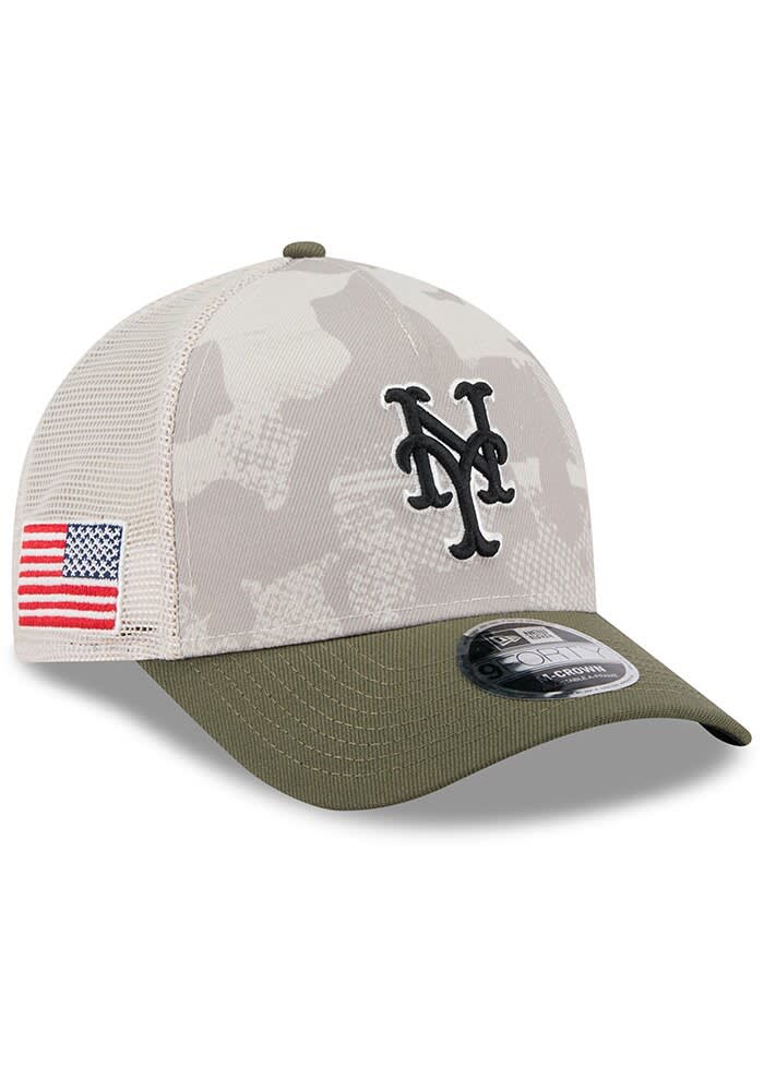 New Era New York Mets TAN 2025 Armed Forces Day A-Frame M Crown 9FORTY ...